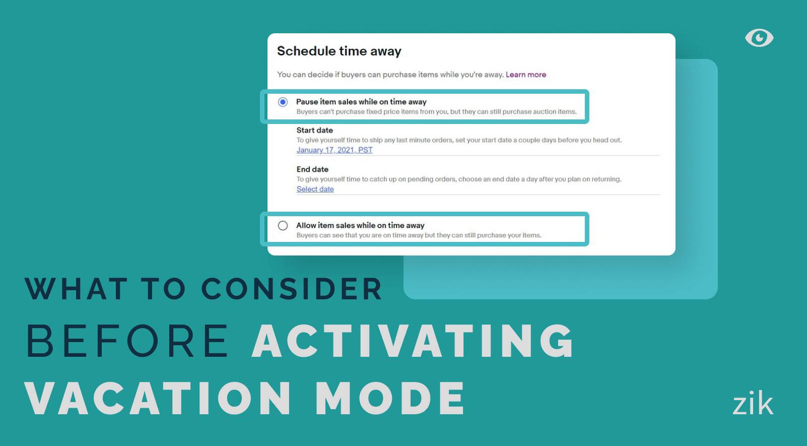 How to Put eBay on Vacation Mode - ZIK Analytics' Blog